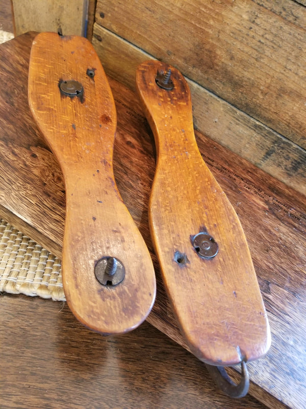 Primitive Antique Ice Skates with Wood and Hand Forged Blades and Uniq ...
