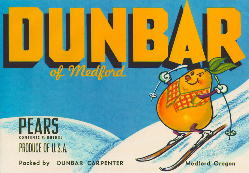 Vintage Ski Poster - Dunbar Ski Pear - Blue - VintageWinter