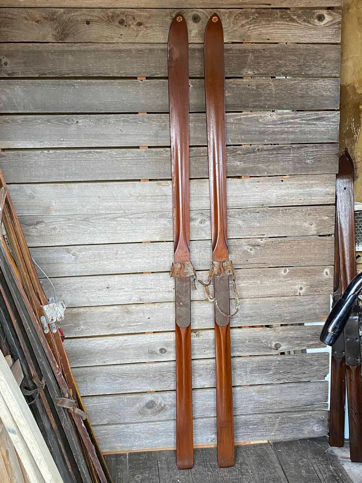 Antique R.H. Macy's Co. Wooden Skis - VintageWinter