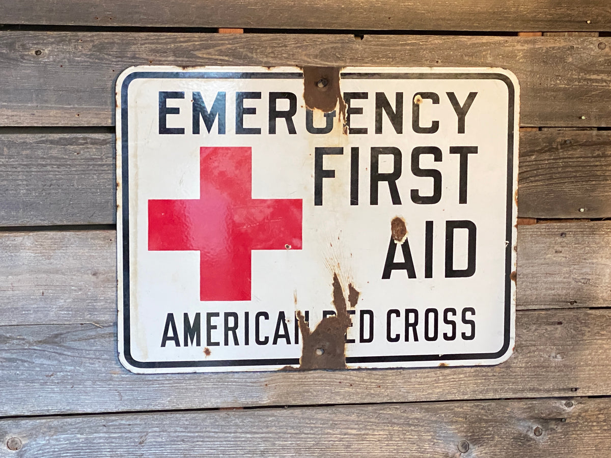 Vintage Emergency First Aid Sign American Red Cross - VintageWinter