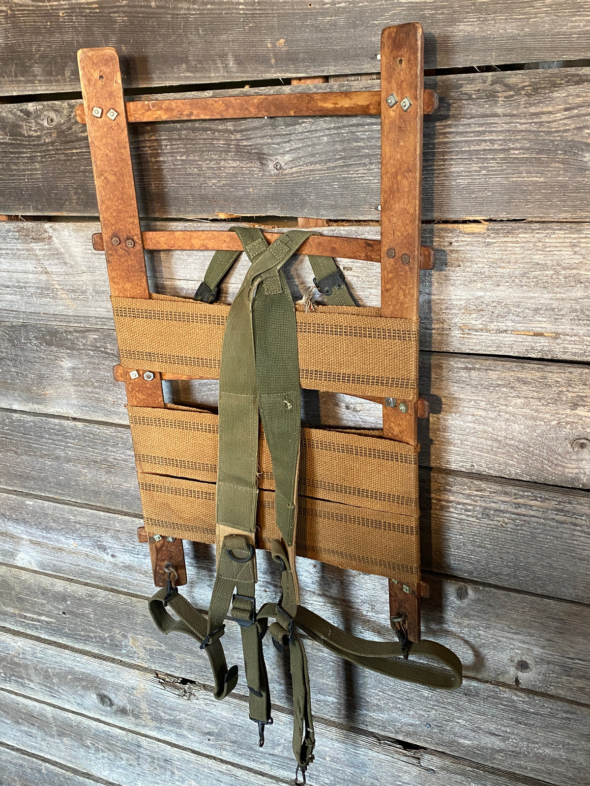 Wood Frame Backpack with Canvas Straps - VintageWinter