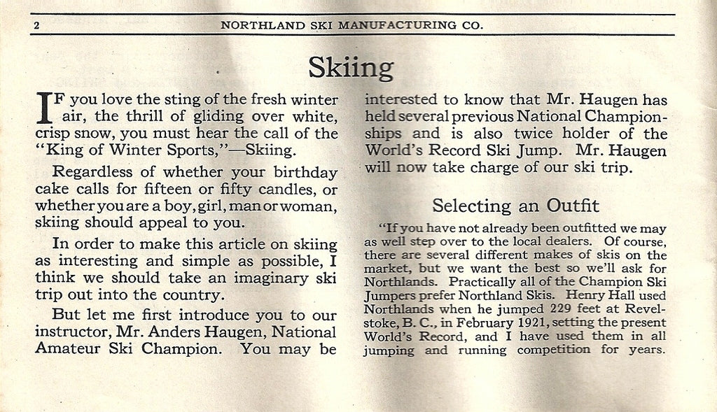 1923 Northland Ski Manufacturing Company Brochure - VintageWinter