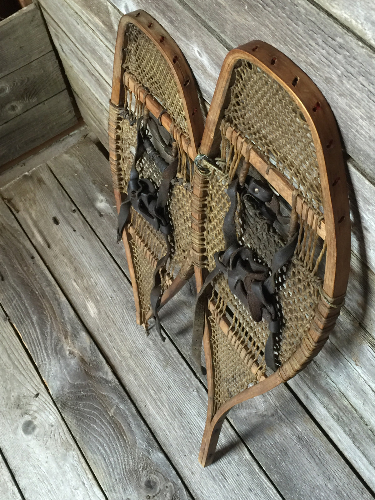 Antique Native American Snowshoes with pom poms - VintageWinter