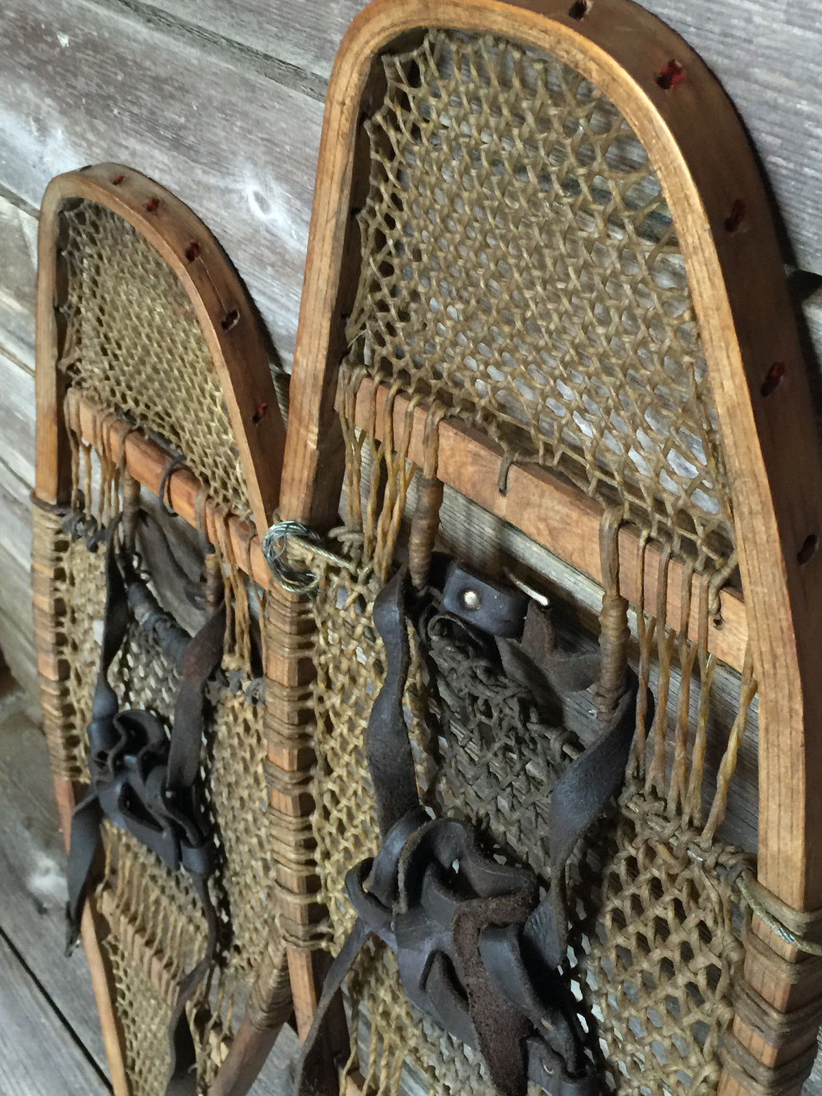 Antique Native American Snowshoes with pom poms - VintageWinter