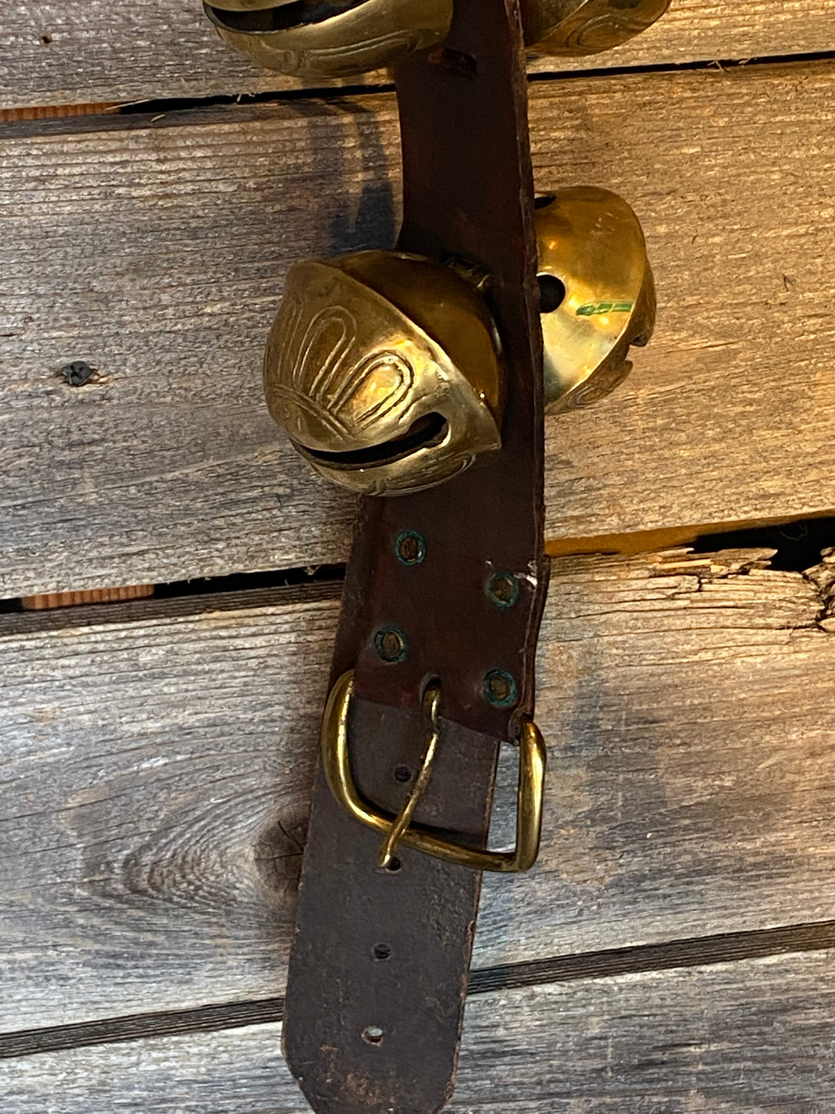 Sleigh Bells - Strap of 19 Bells attached to 84 in Vintage Leather Str ...