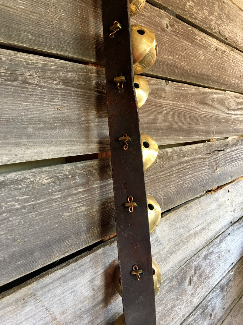 Sleigh Bells - Strap of 19 Bells attached to 84 in Vintage Leather Str ...