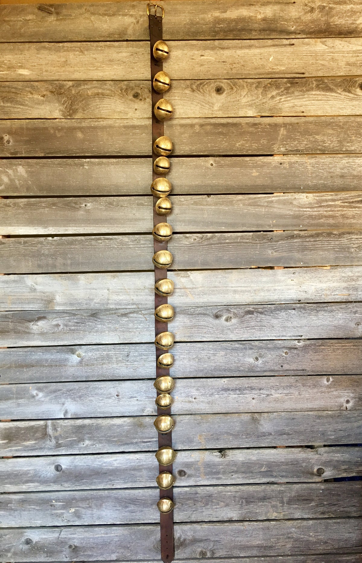 Sleigh Bells - Strap of 19 Bells attached to 84 in Vintage Leather Str ...